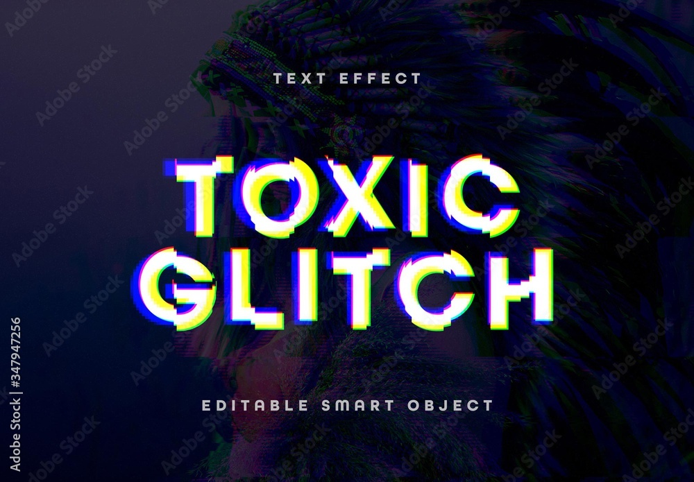 Pixelated Distorted Glitch Text Effect Mockup Stock Template | Adobe Stock