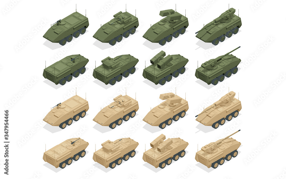An armoured personnel carrier APC , broad type of armoured, military ...