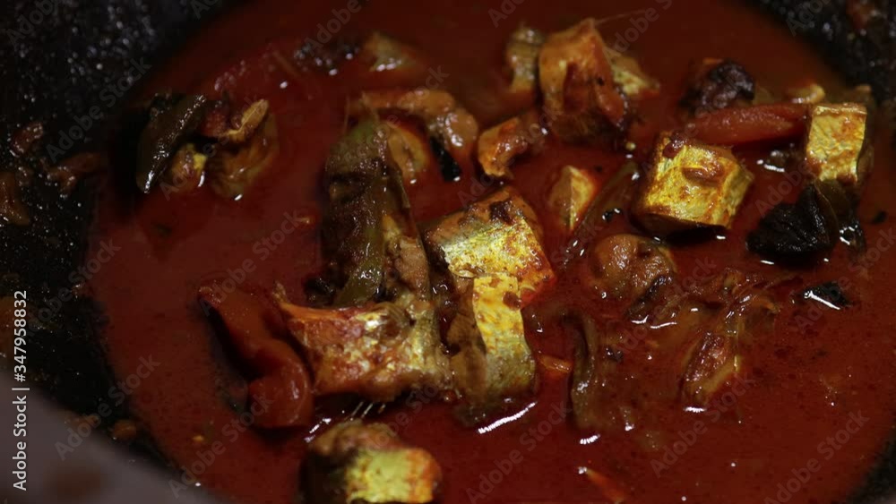 Meen Vattichathu or Pattichathu, sardine fish cooked. Traditional hot ...