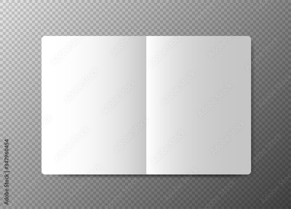 Realistic blank white open paper template on transparent background ...