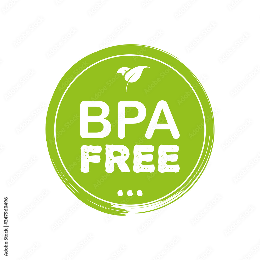 Fresh healthy organic logo with BPA FREE text labels and tags the green ...