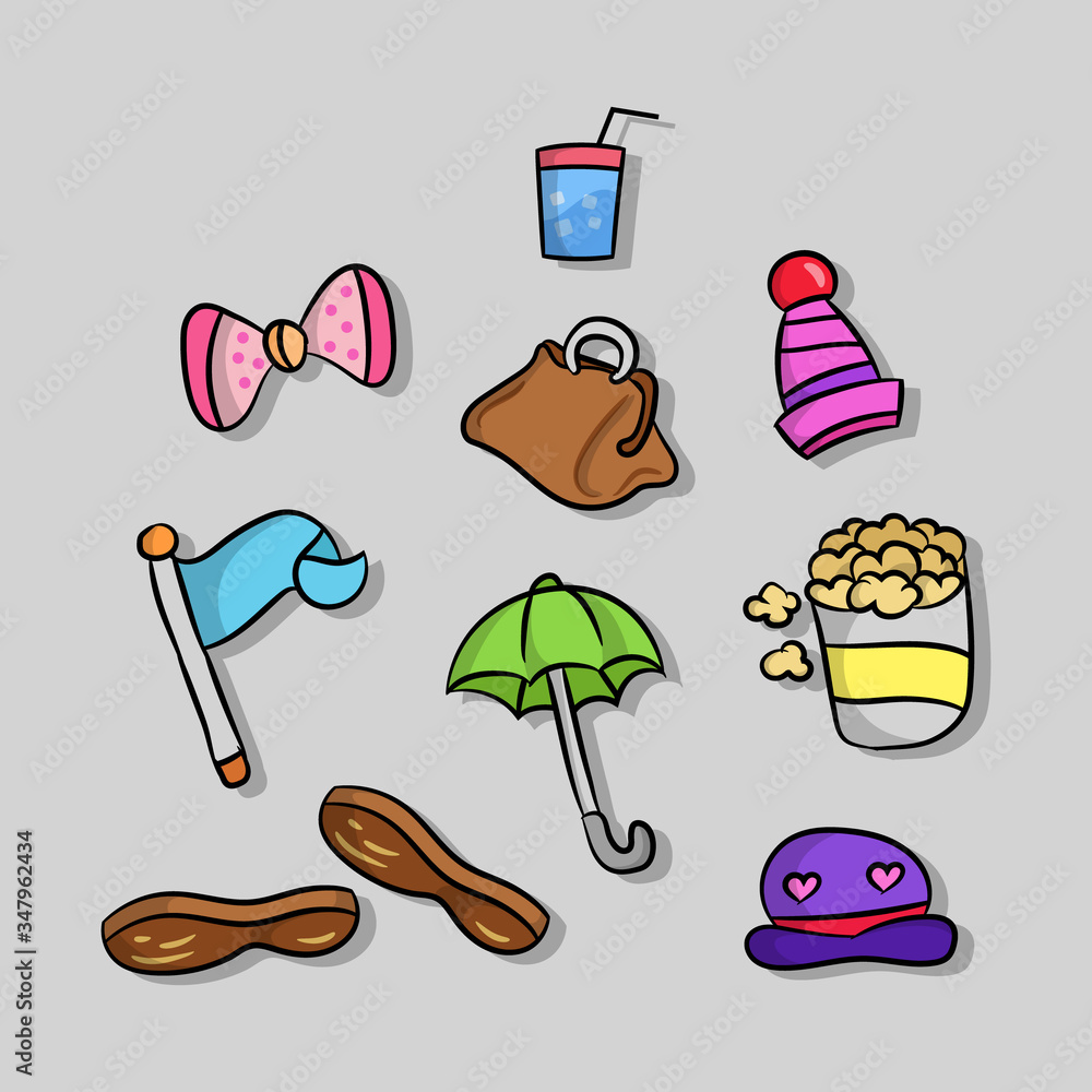 vector illustration of a set of different objects Stock Vector | Adobe ...