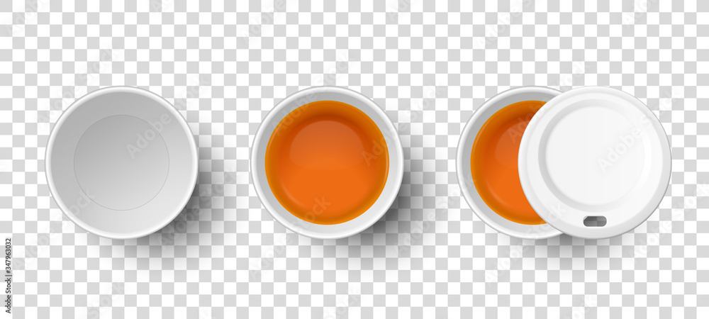 Vector 3d Realistic White Paper or Plastic Disposable Empty Tea Cup ...
