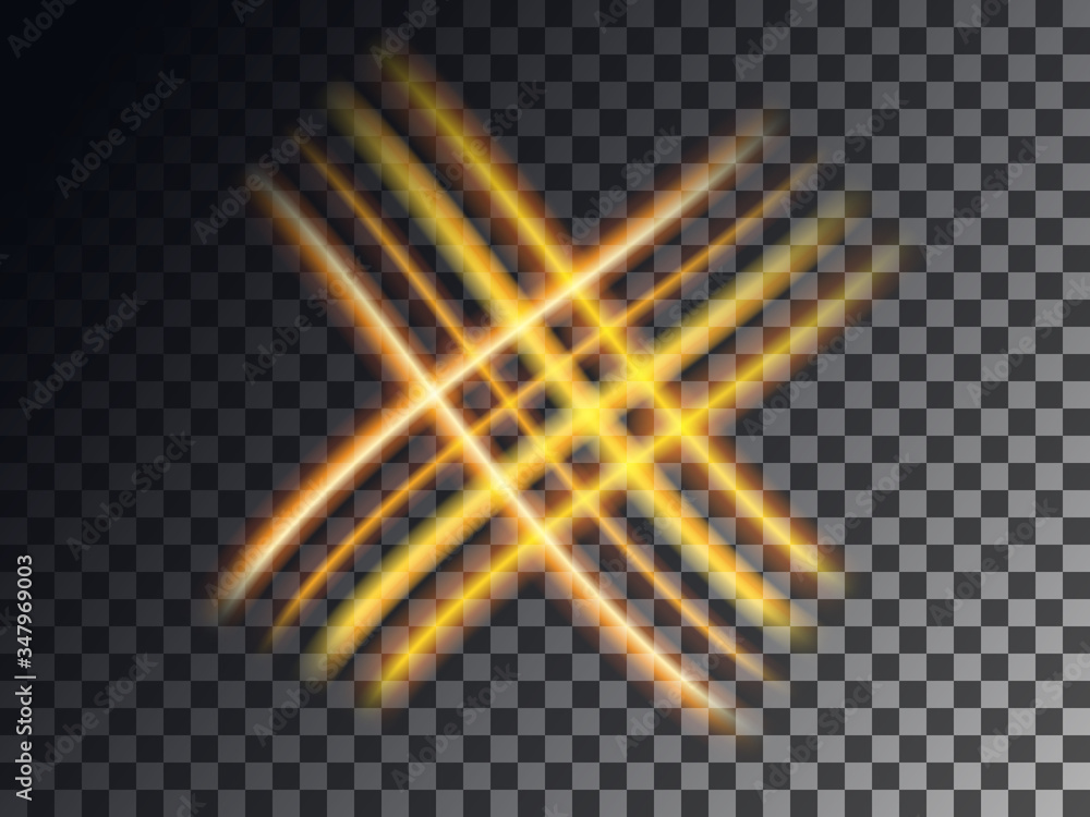 Abstract lines crosshair, intersection of Golden neon, light element of ...