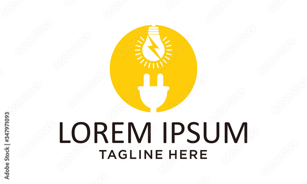 light bulb and plug isolated logo yellow lamp Stock Vector | Adobe Stock