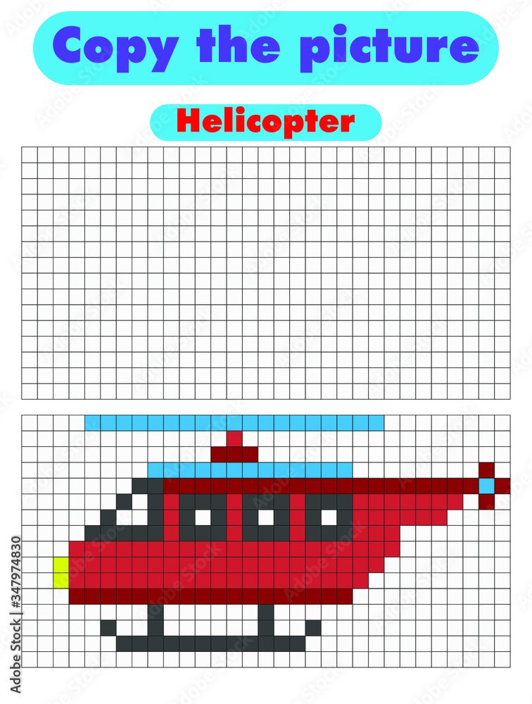 Vetor de Copy the picture. Draw the police helicopter using the grid ...