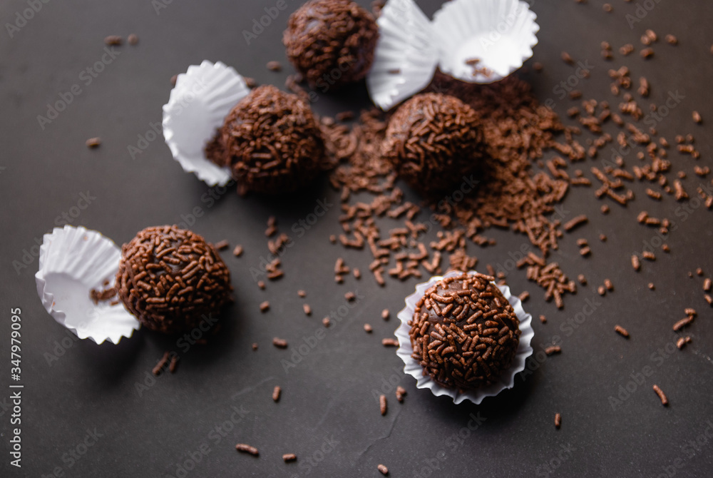 Brigadeiro (Brigadier) a Brazilian chocolate candy. Traditional ...