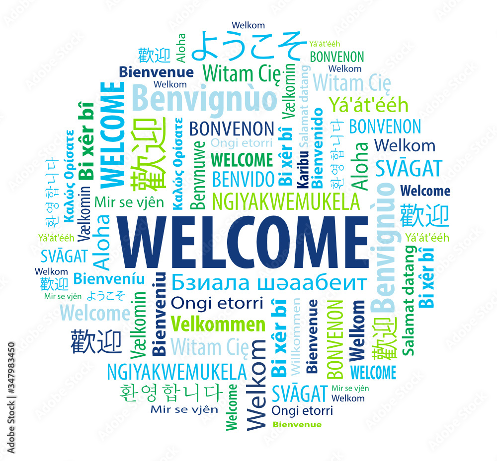 Round Welcome Word Cloud Stock Vector | Adobe Stock
