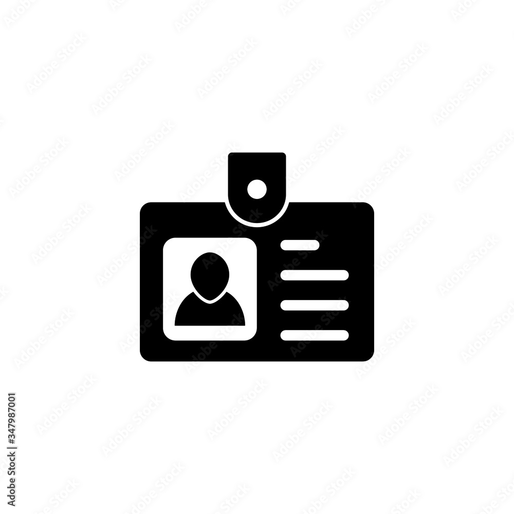 ID card black icon on white background vector illustration for website ...