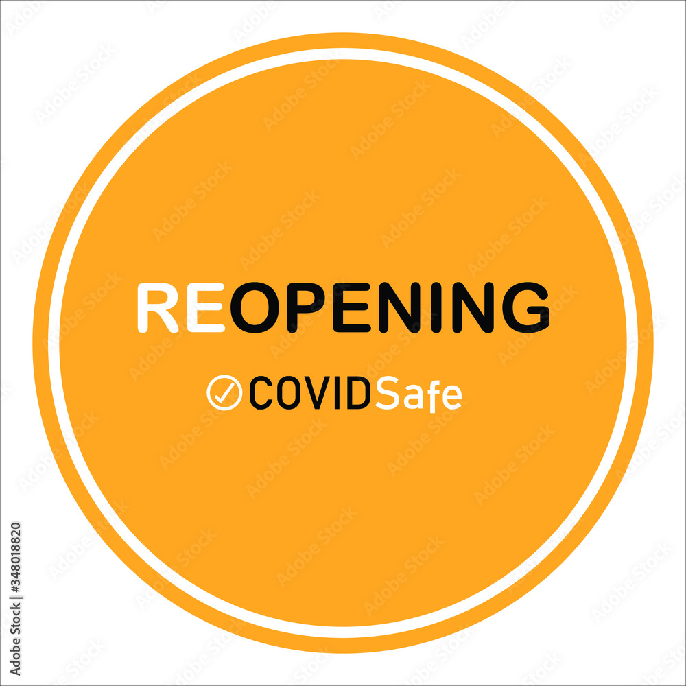 COVID safe yellow round Vector illustration sign for post covid-19 ...