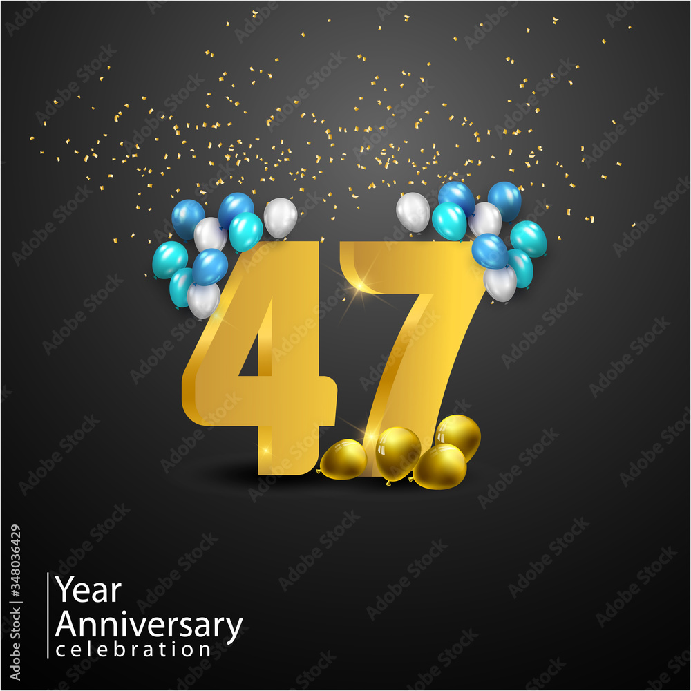 47th anniversary background with 3D number and balloons illustration ...