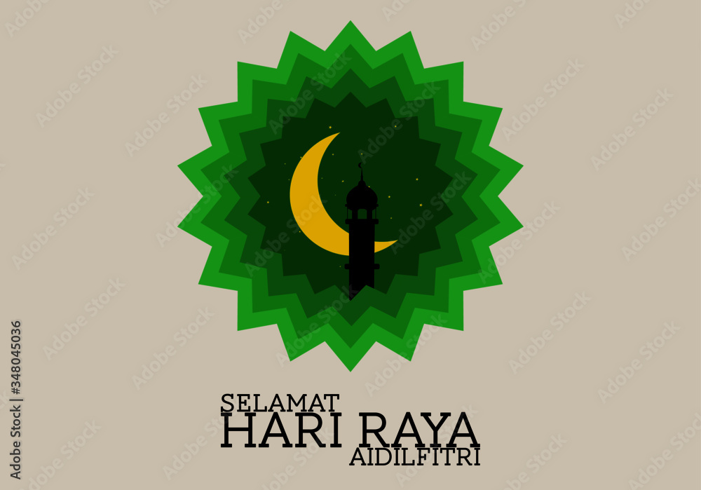 Selamat Hari Raya Aidilfitri - vector illustration in Malay Language ...