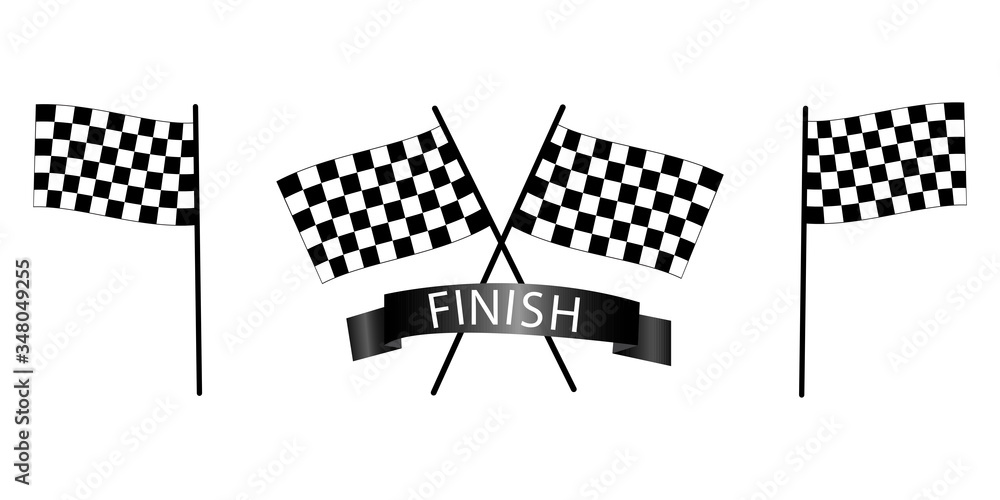 Race Finish Flag Vector. Car speed dial start sign at rally. Set of ...