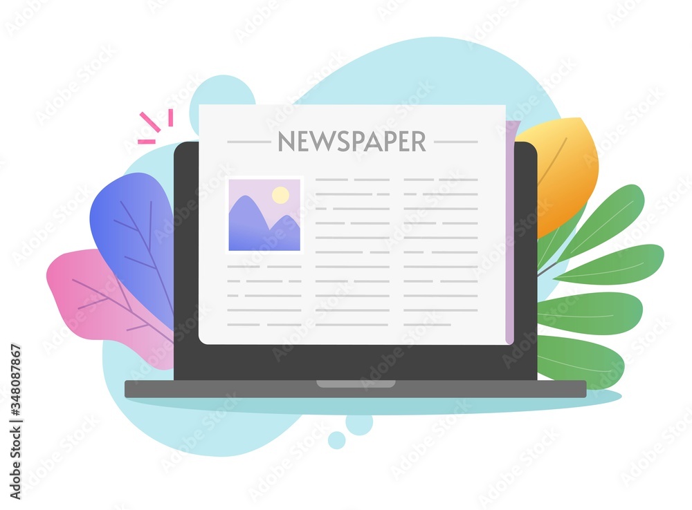 Newspaper online digital vector in laptop computer or pc electronic ...