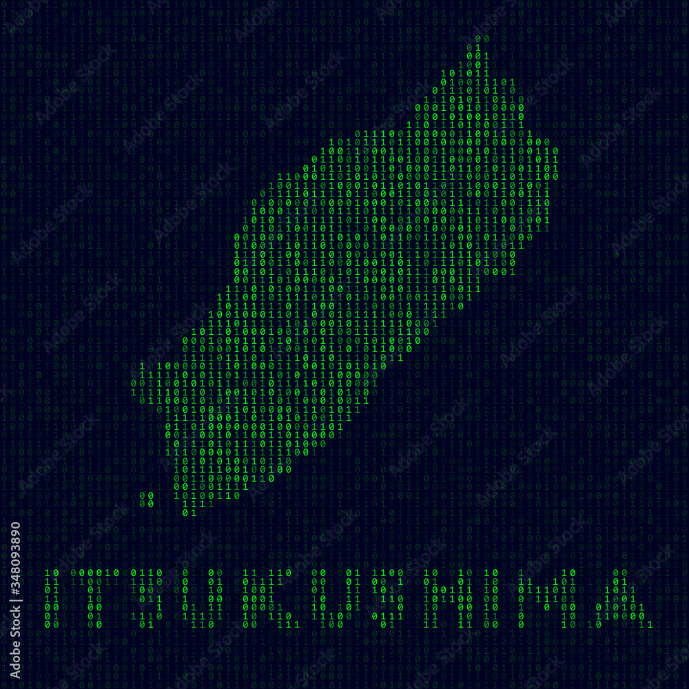 Digital Itsukushima logo. Island symbol in hacker style. Binary code ...