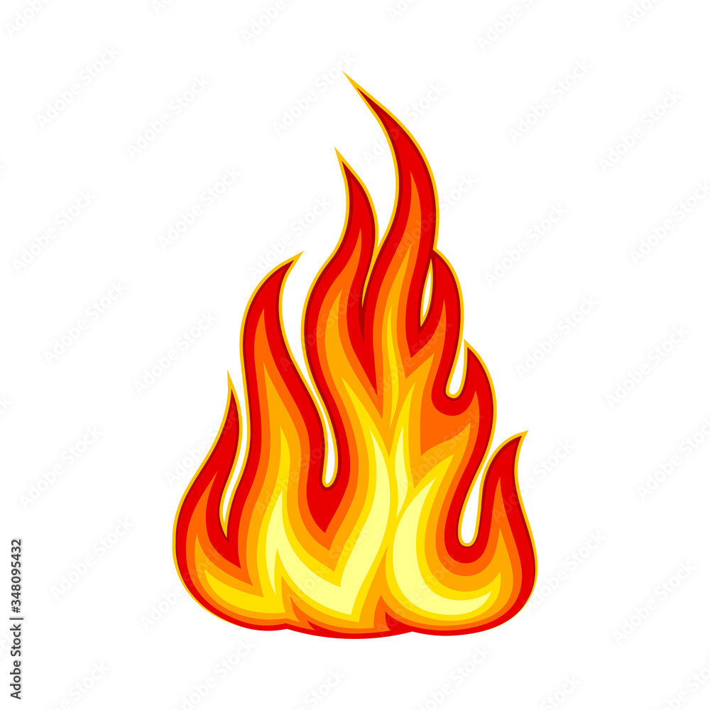 Fire Flames with Bright Orange Blazing Tongues Vector Illustration ...
