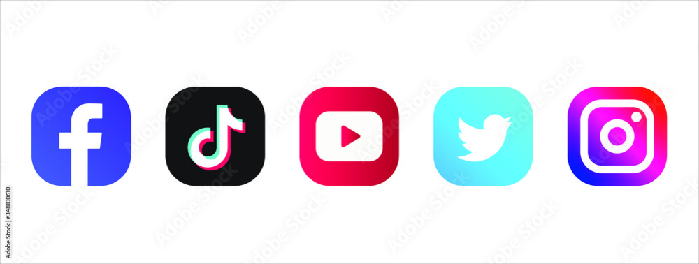 Vecteur Stock Set of most popular social media logos white background ... Vecteur Stock Set of most popular social media logos white background ...
