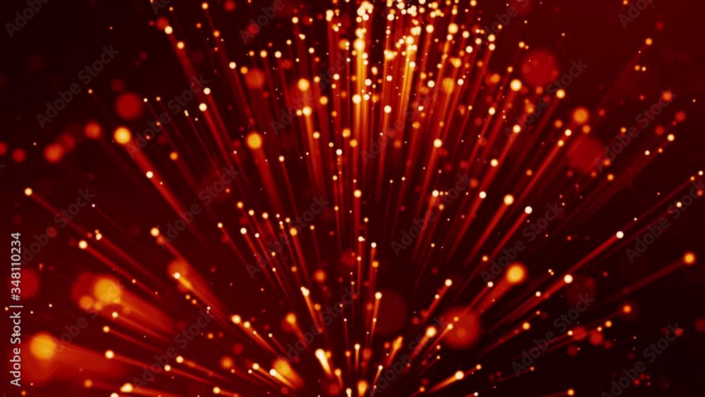 Stockvideon 4k 3d animation with light effects. Red yellow particles ...