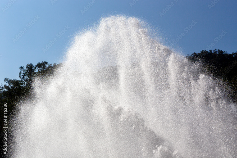 Water gushing from Tinaroo Falls Dam on the Atherton Tableland in ...