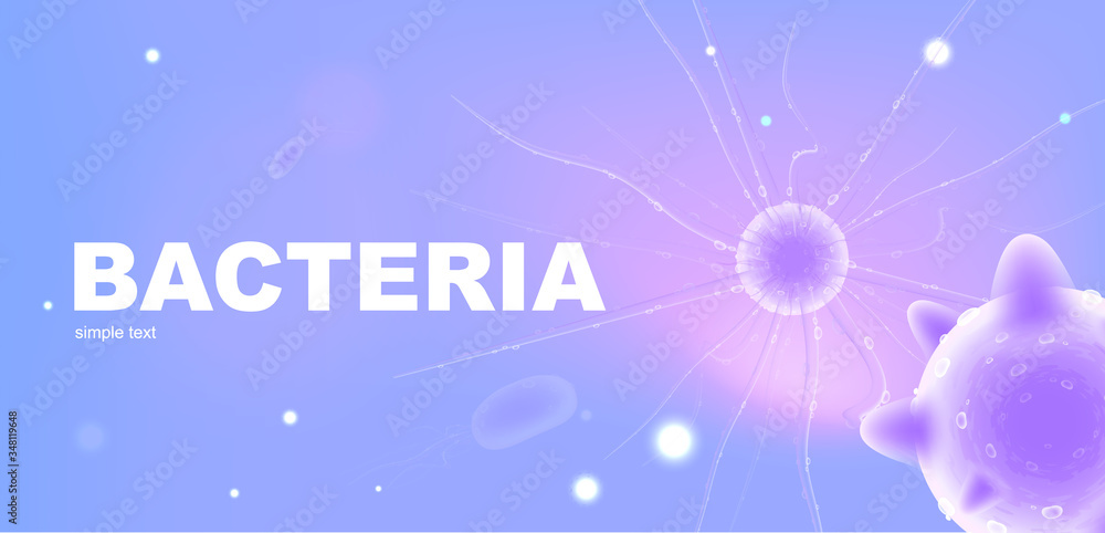 Bacteria realistic vector banner template. Bacteriology research ...