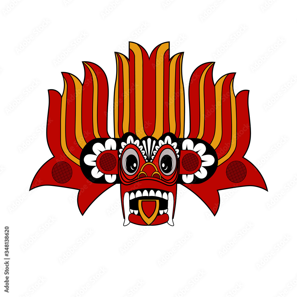 Traditional Devil(Yaka)Mask in SriLanka Coloured Vector Stock Vector ...