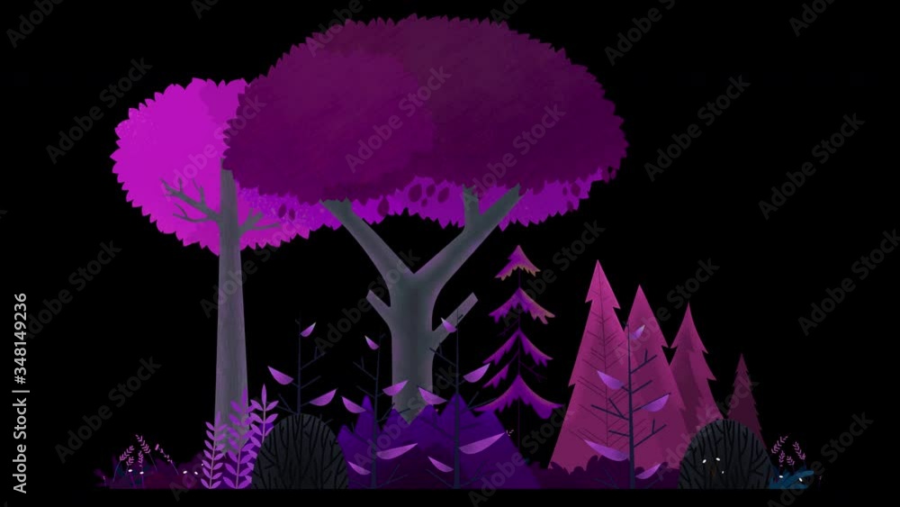 Vidéo Stock Seamless loop. Group of trees, bushes and grass swinging in ...
