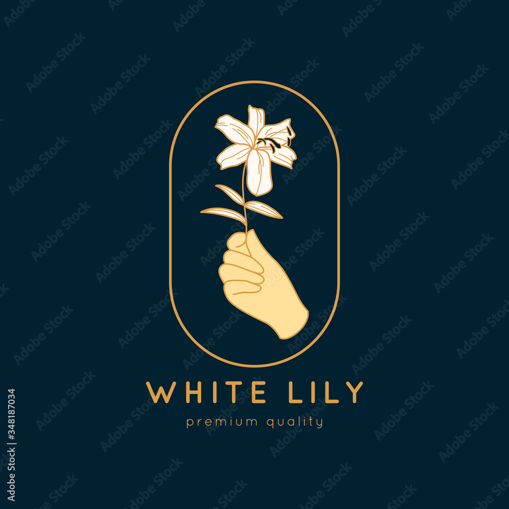 Female Hand logo in a minimalist simple linear style. Vector emblem and ...