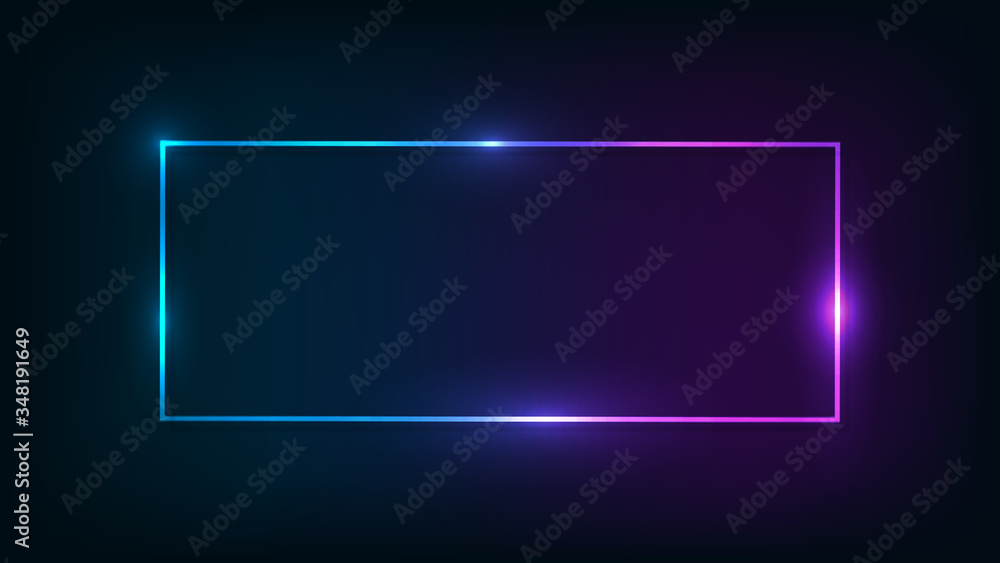 Neon rectangular frame with shining effects Stock Vector | Adobe Stock