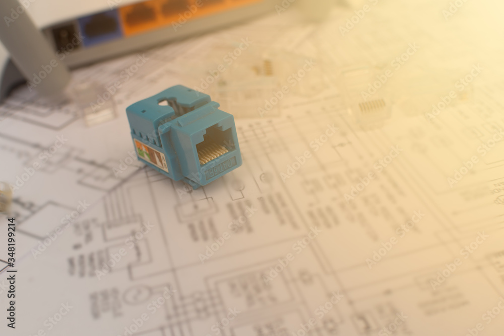 Poster Topical Internet and Network Technology: front view of UTP cable ...
