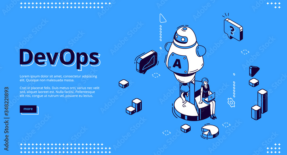 DevOps banner. Concept of development operations, communication of ...