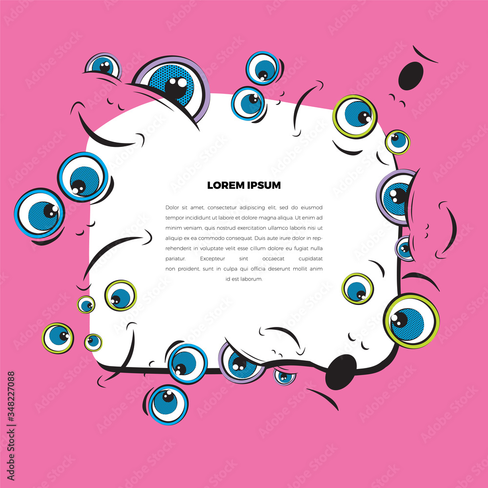 Emoji frame with place for text. The pattern of faces with different ...