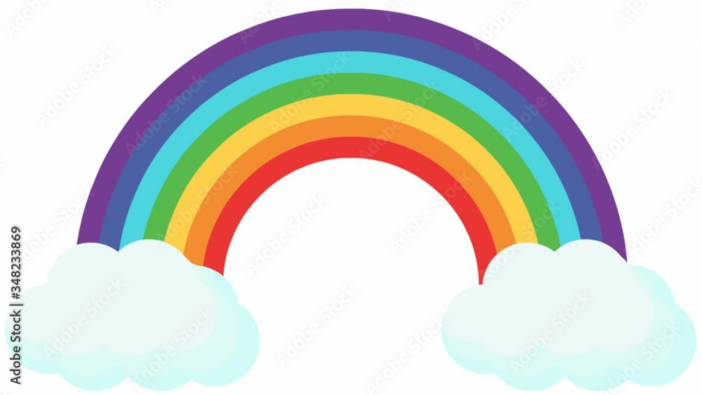 Animated rainbow appears from left to right. Bright vector illustration ...