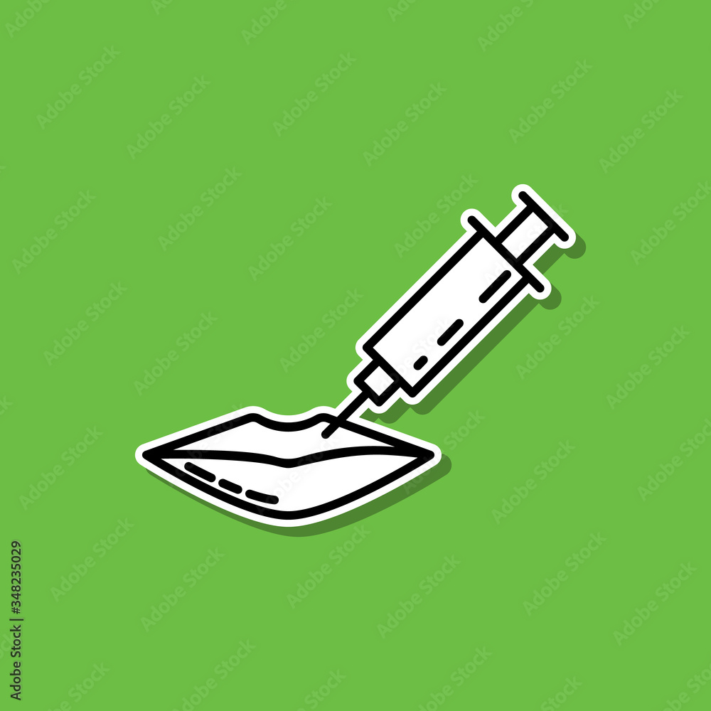 Botox on the lips sticker icon. Simple thin line, outline vector of ...