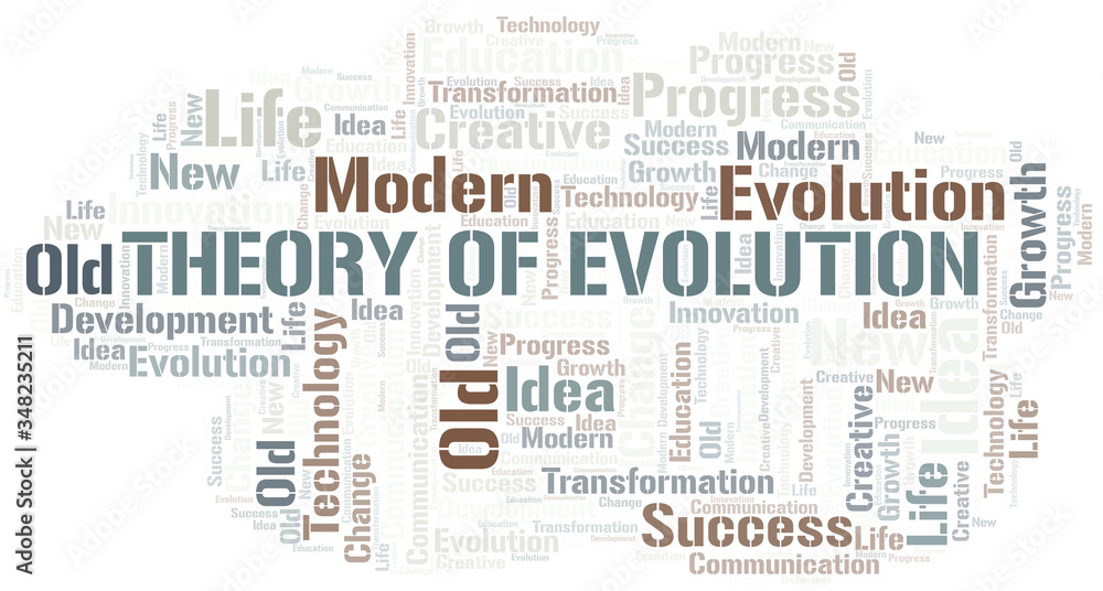 Theory Of Evolution word cloud collage made with text only. Stock ...