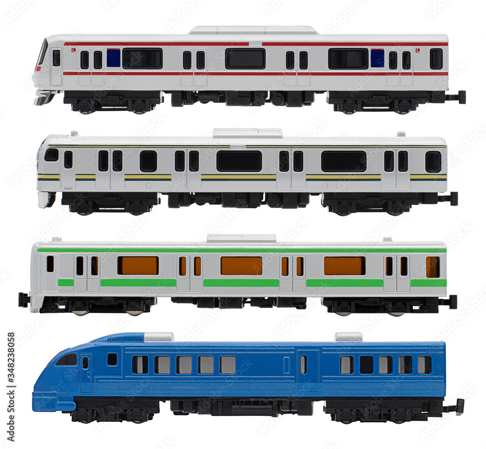 The train model on white background . Isolated train model . First ...