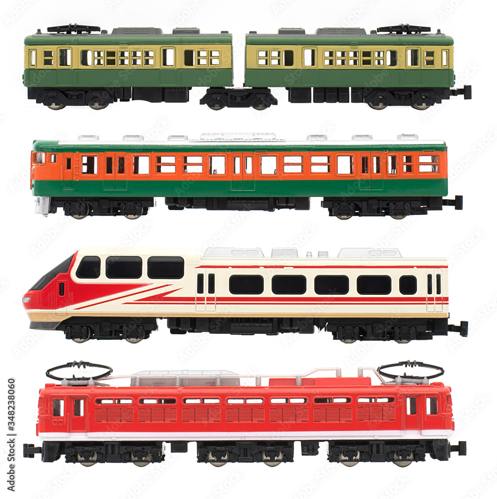 The train model on white background . Isolated train model . First ...