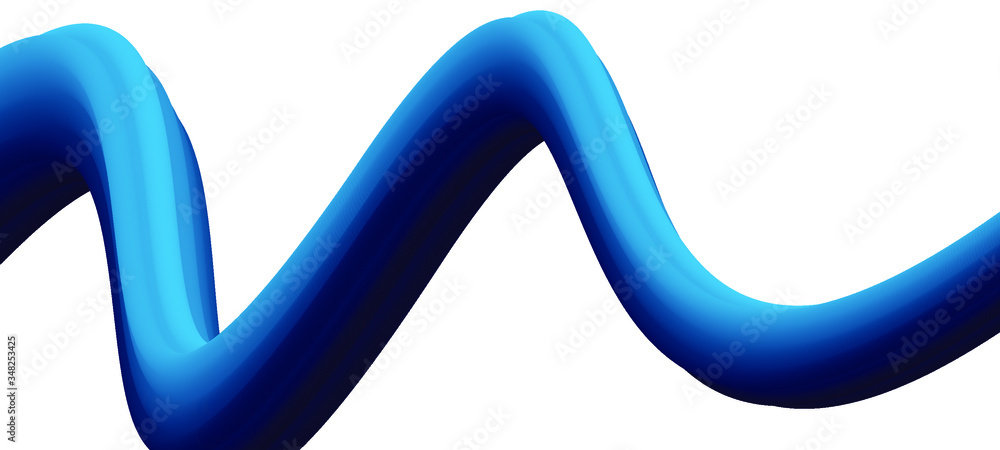 3D Waving Blue Vector Line on White Background. Can be used for web ...