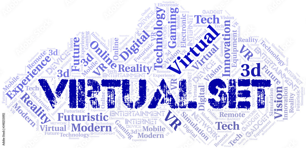 Virtual Set word cloud collage made with text only. Stock Vector ...