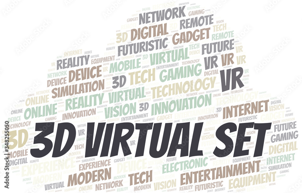 3d Virtual Set word cloud collage made with text only. Stock Vector ...