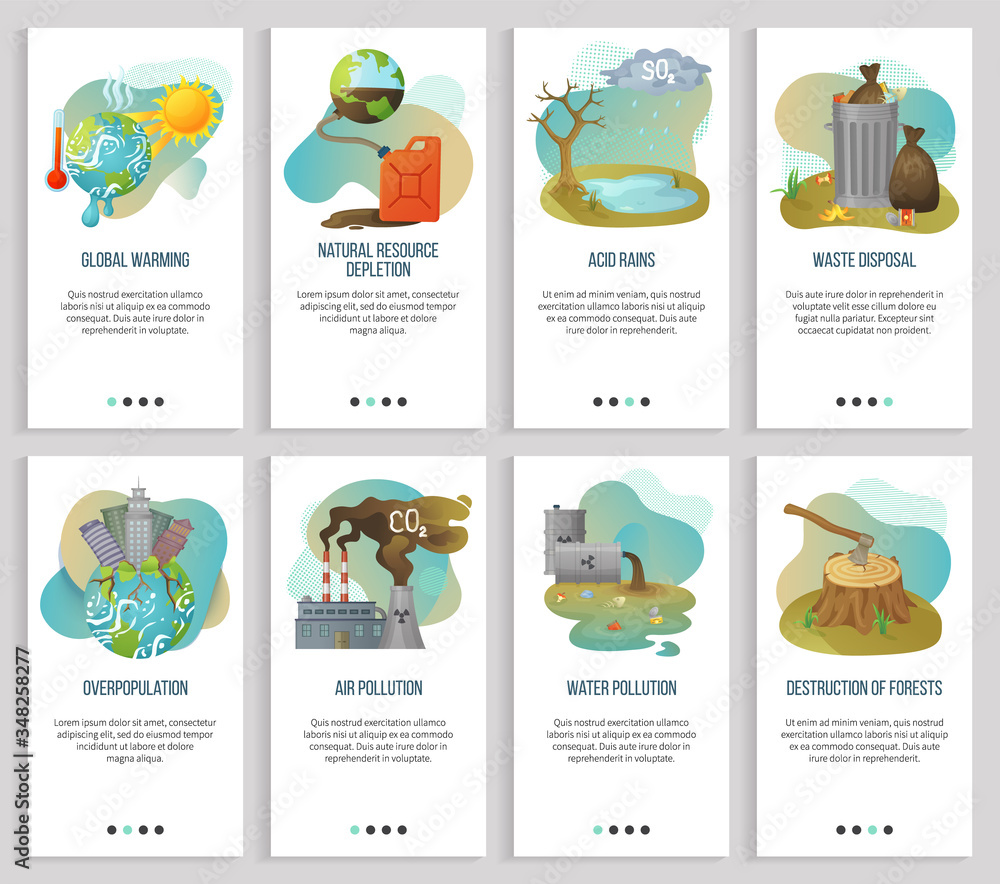 Overpopulation vector, global warming and waste disposal, air pollution ...