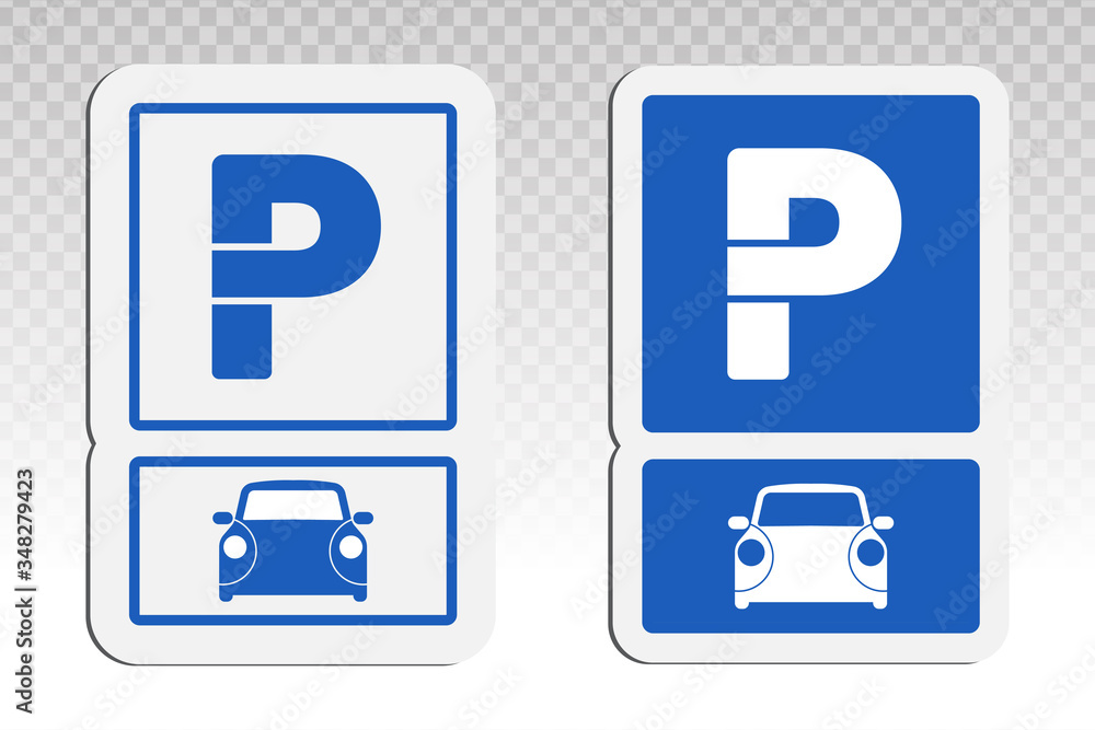 Car parking lot sign with capital P flat vector icon for vehicles ...