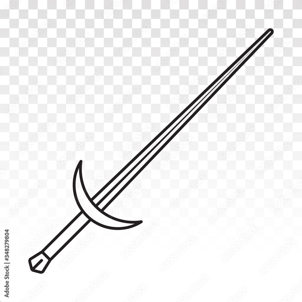 Long sword or broadsword blade line art icons on a transparent ...