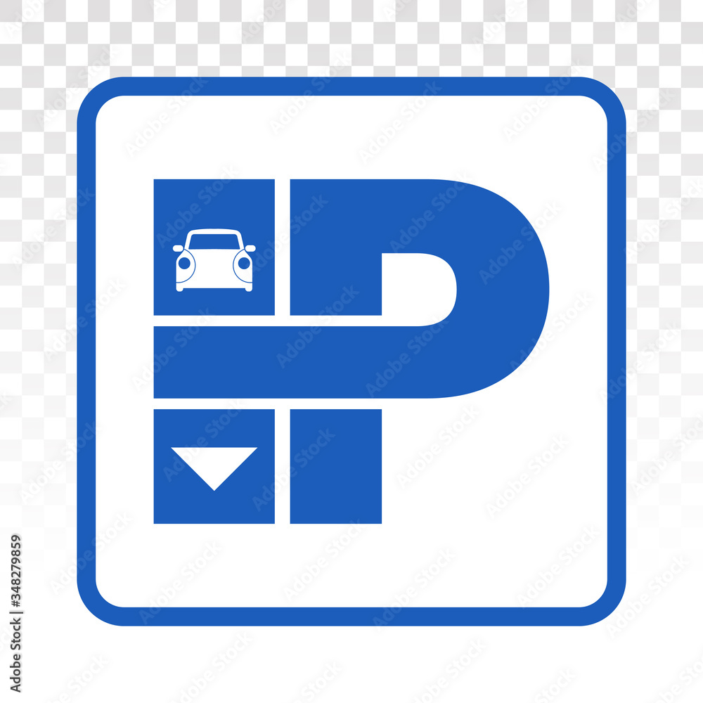 Car parking lot sign with capital P flat vector icon for vehicles ...