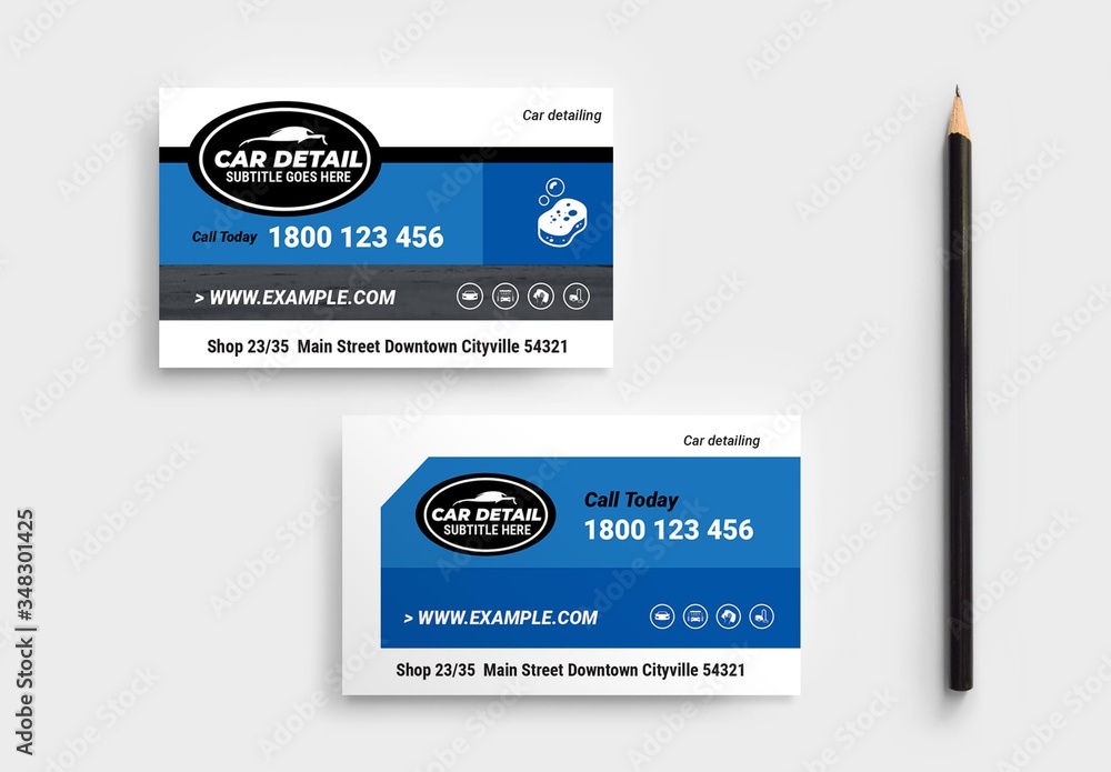 Car Detailing Business Card Layout for Automotive Professionals Stock ...