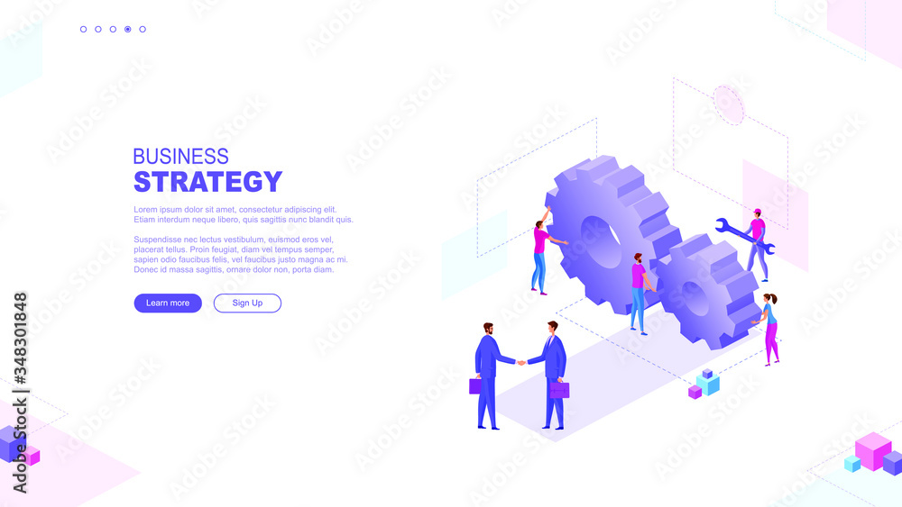 Trendy flat illustration. Business strategy page concept. Two ...
