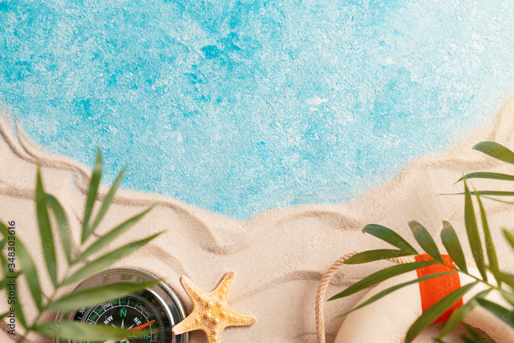 vacation and travel concept, Flat lay top view copy space, Minimal ...