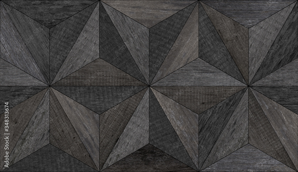 Dark weathered wood texture. Old seamless wooden wall with triangle ...
