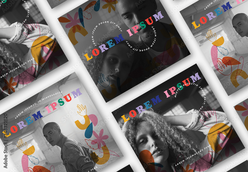 Set of Social Media Post Layouts Stock Template | Adobe Stock