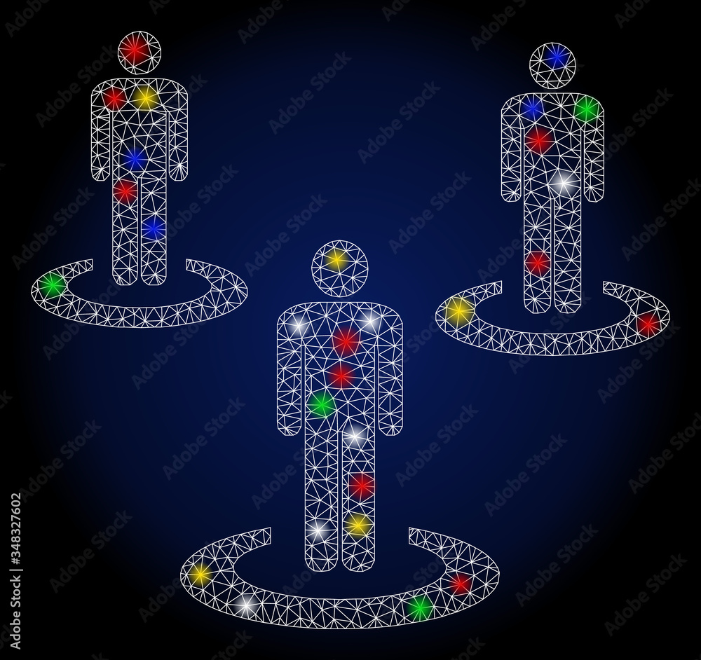 Glowing mesh social isolation with sparkle effect. Abstract illuminated ...