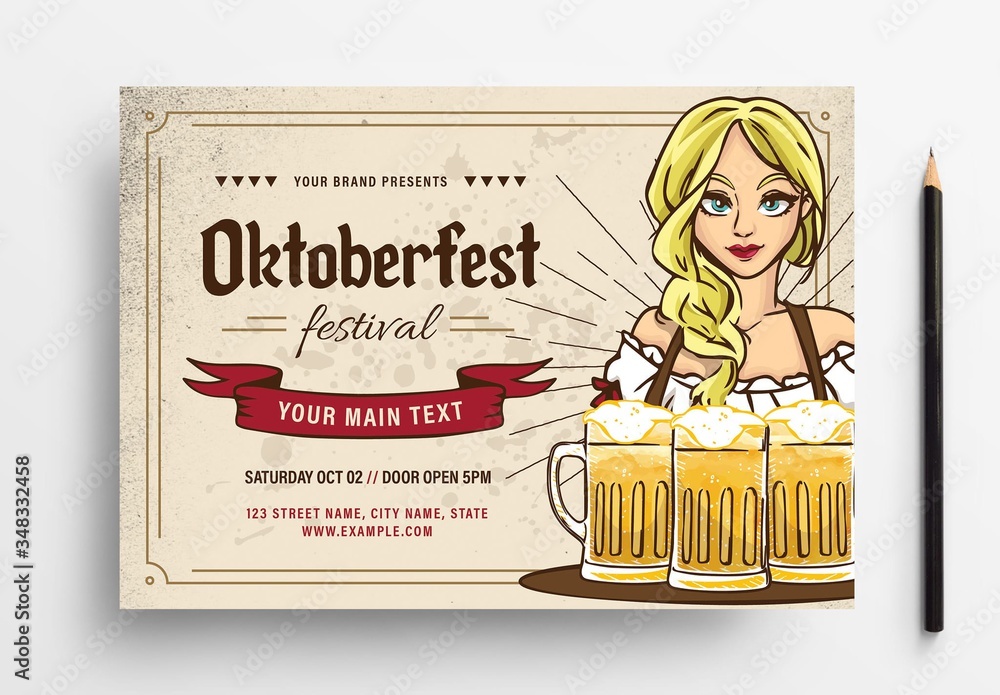 Illustrated Flyer Layout for Oktoberfest Promotion Stock Template ...